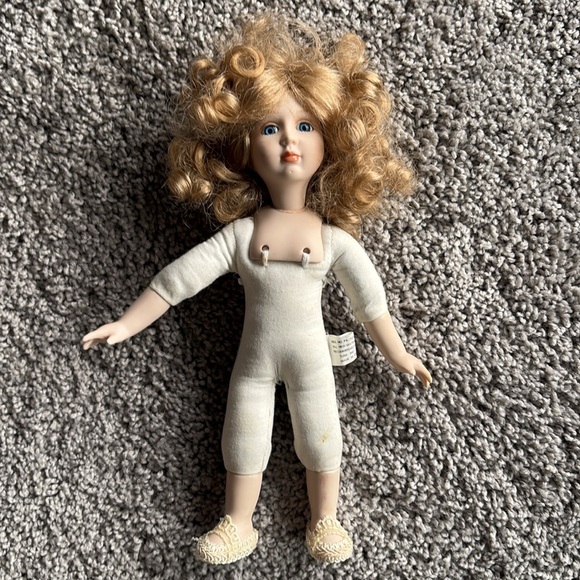 Tuss | Toys | Vintage Tuss Porcelain Doll 7278 With Blonde Hair Blue ...